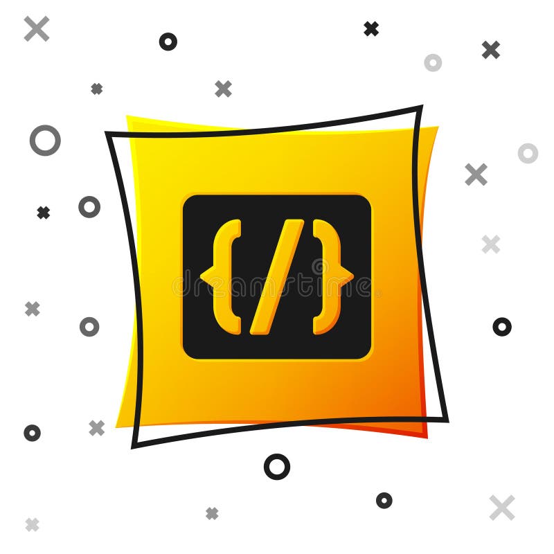 Black Programming Language Syntax Icon Isolated On White Background