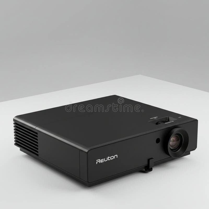 A Black Projector with a Sleek, Rectangular Design Rests on a Flat ...
