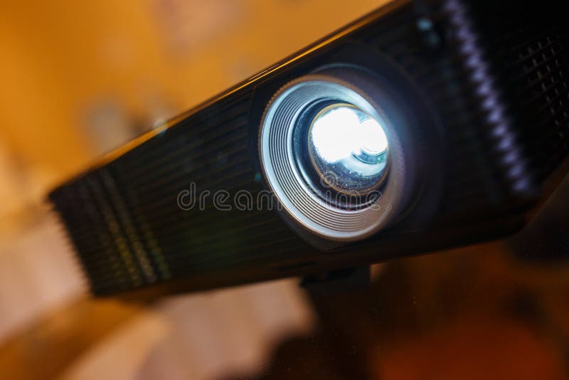Black Projector on the Table Prepared To Broadcast Video and ...