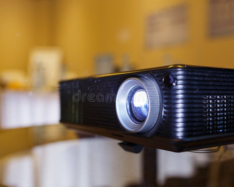 Black Projector on the Table Prepared To Broadcast Video and ...