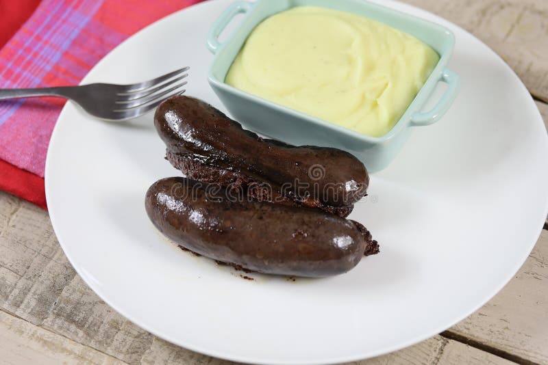 Black Pudding Cooked and Mashed Stock Image - Image of grilled, cuisine ...