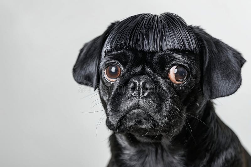 A Black Pug Dog with a Wig on Its Head. Generative AI Stock Image ...