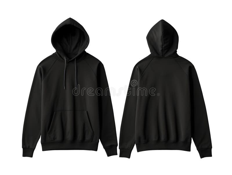 Black Pullover Hoodie Mockup Template Front and Back View Isolated on ...