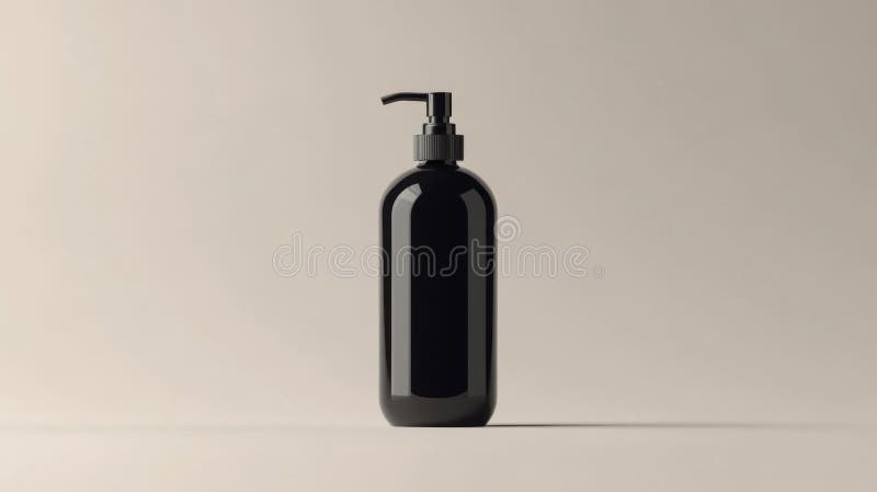 Black Pump Bottle on Light Beige Background Stock Illustration ...