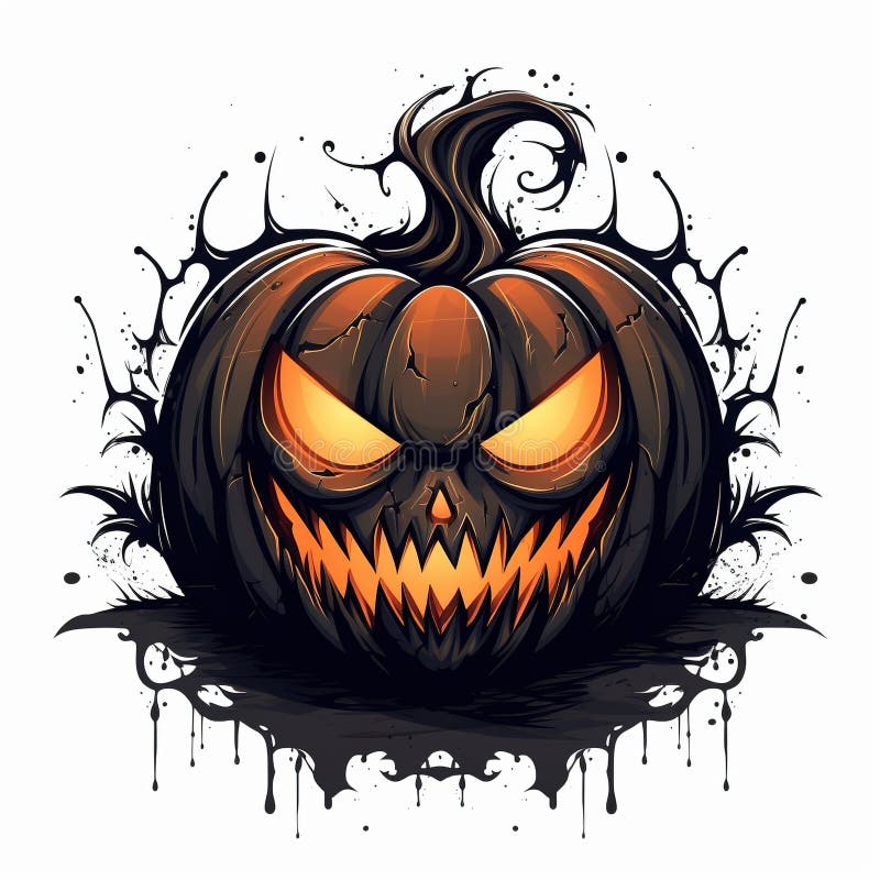 A Black Pumpkin Logo that Looks Scary, in the Style of Light Orange ...