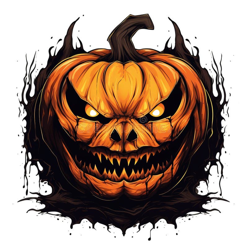 A Black Pumpkin Logo that Looks Scary, in the Style of Light Orange ...