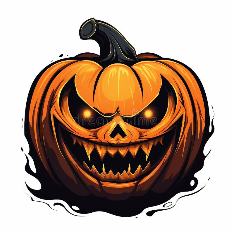A Black Pumpkin Logo that Looks Scary, in the Style of Light Orange ...