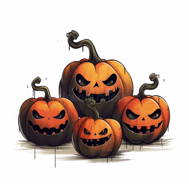 Halloween Faces for Pumpkins Background,dark Horror Flat Design , Ai ...