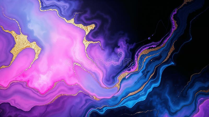 Black, Purple and Gold Marbling Texture Background Stock Image - Image ...