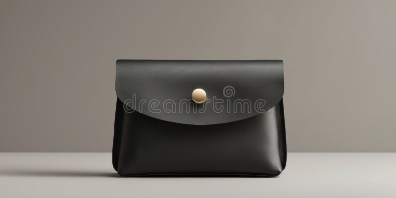 A Black Purse with a Gold Button on the Front Stock Photo - Image of ...