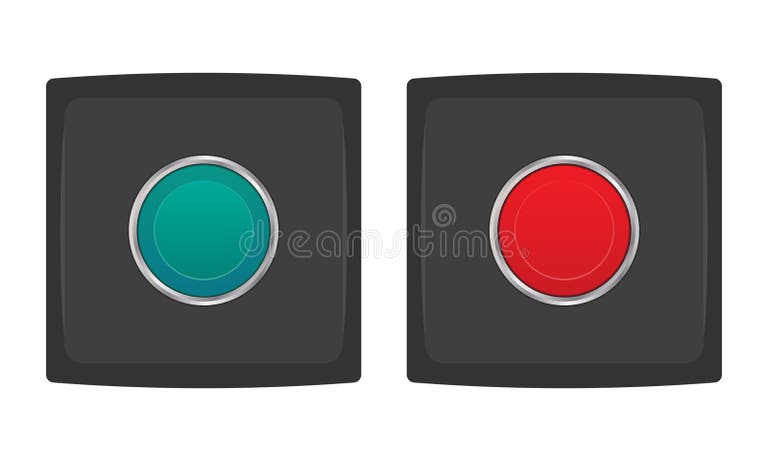 Black Push Button Boxes with Red and Green Button Stock Vector ...