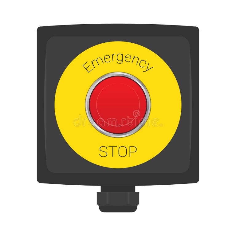 Black Push Button Station Switch with Emergency Stop Button Stock ...