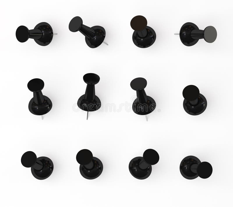 Black Push Pins stock illustration. Illustration of paper - 26588858