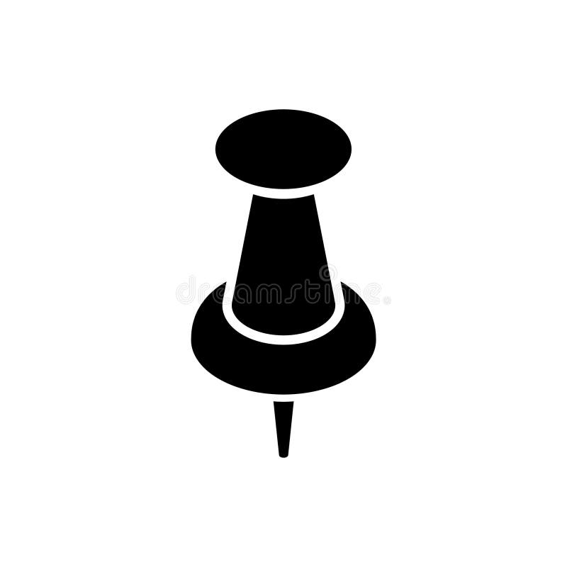 Black Pushpin Icon with Simple Design and Sharp Point for Office or ...