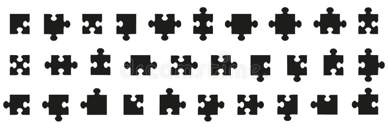 Black Puzzle Piece Element Collection. Set of Game Puzzle Shape Stock ...