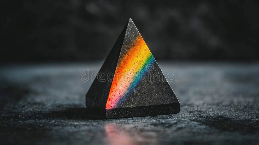 A Black Pyramid with a Rainbow Design on it. Stock Image - Image of ...
