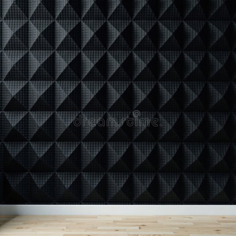Black Pyramid Soundproofing Foam on Textured Wall , Black, Studio ...