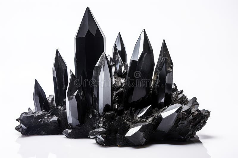 Black Quartz Crystals on White Background. Generative AI Stock ...