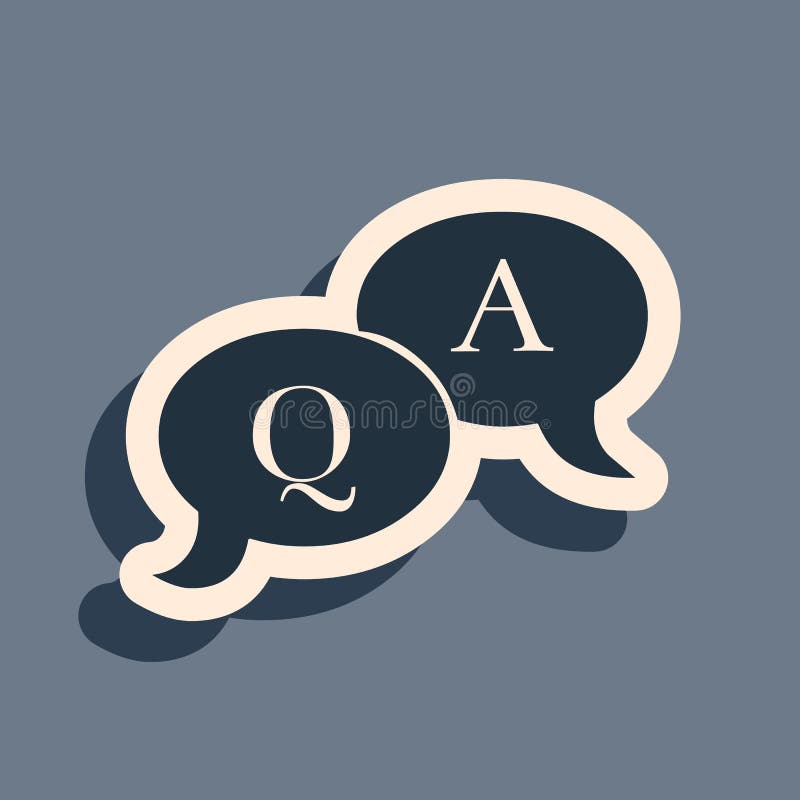 Black Question and Answer Mark in Speech Bubble Icon Isolated on Grey ...