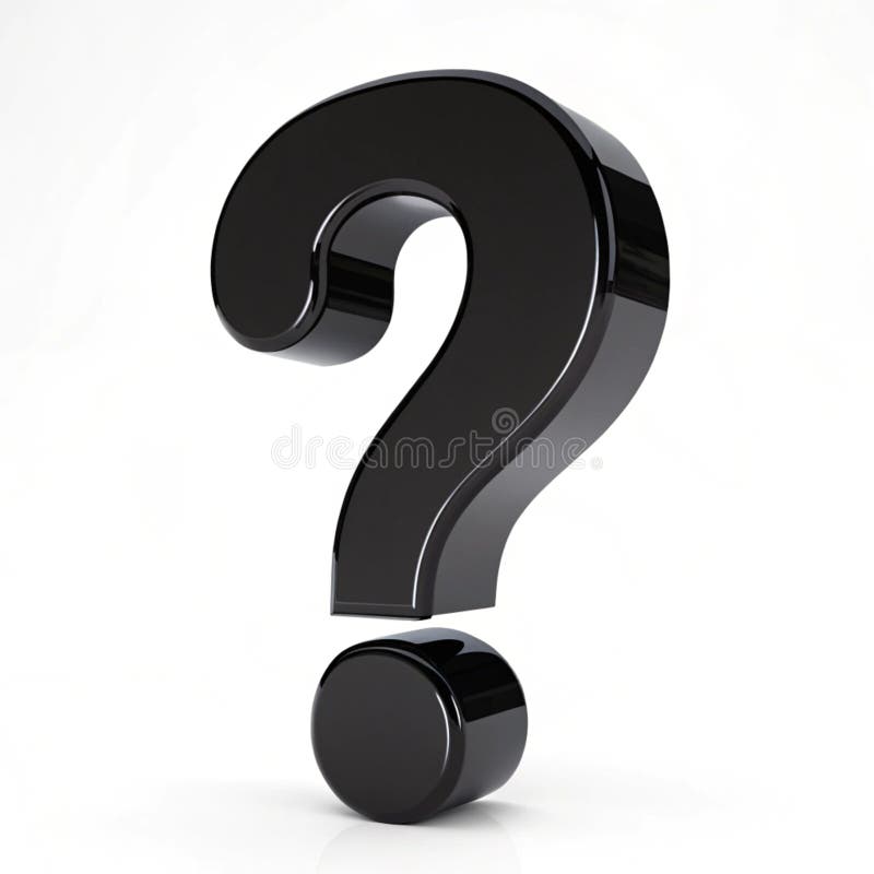 Black Question Mark Icon 3D Render on White Background Stock ...