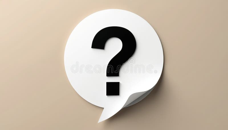 Black Question Mark on White Speech Bubble Sticker Over Beige ...