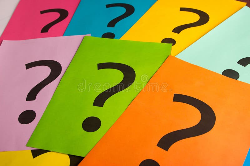 Black Question Marks on the Colored Papers Stock Image - Image of ...