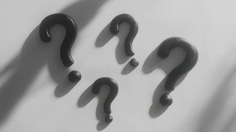 Black Question Marks on Gray Surface with Shadows Stock Illustration ...