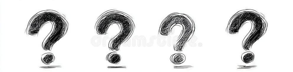 Black Question Marks on a White Canvas Represent Modern Design S ...