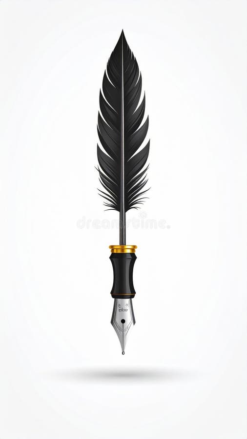 Black Quill Pen on White Background Pixel Art Stock Illustration ...