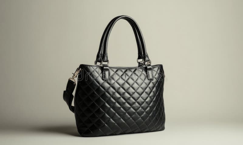 A Black Quilted Purse with a Gold Chain Strap Stock Illustration ...