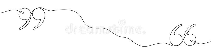 Black Quotation Marks in One Line Art Style. Quotation Marks Drawing ...
