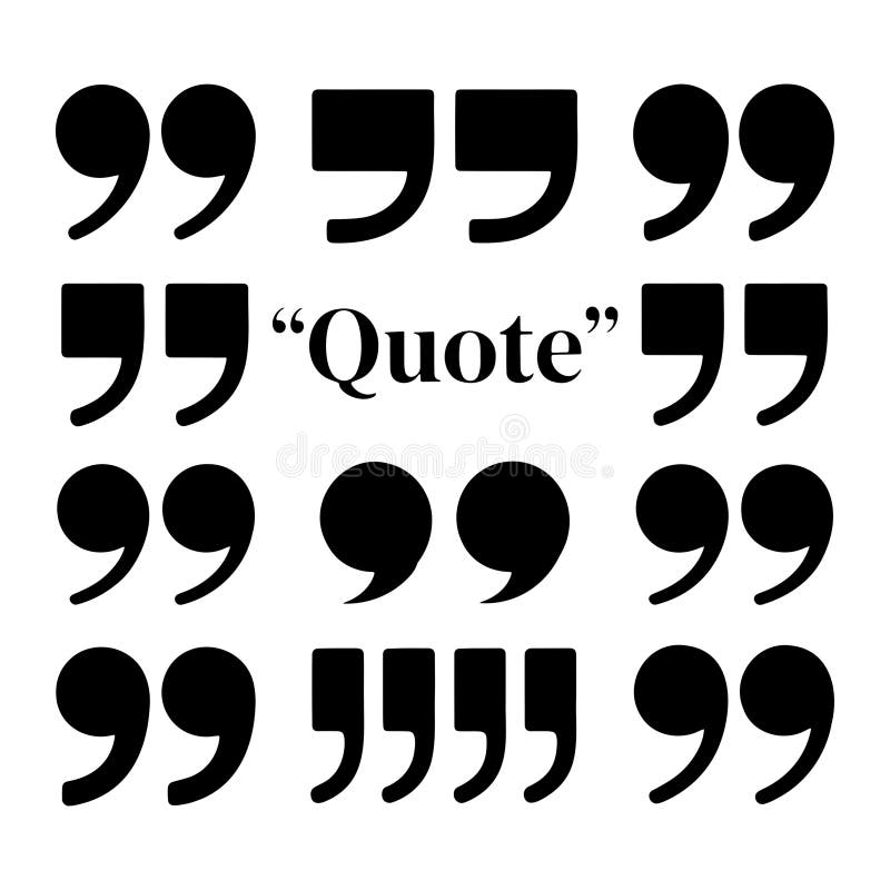Black Quotation Marks and the Word Quote Punctuation Typography Stock ...