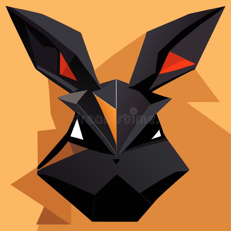 Black Rabbit on Orange Background. Vector Illustration. Eps 10 Stock ...