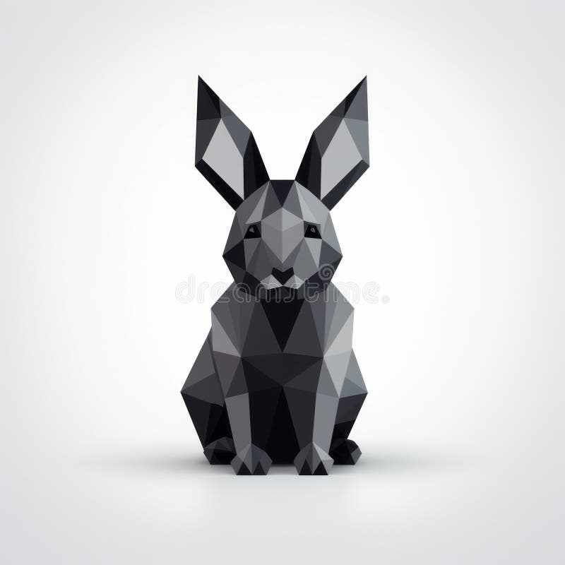 Black Rabbit Low Poly Illustration Style Icon Vector Stock Illustration ...
