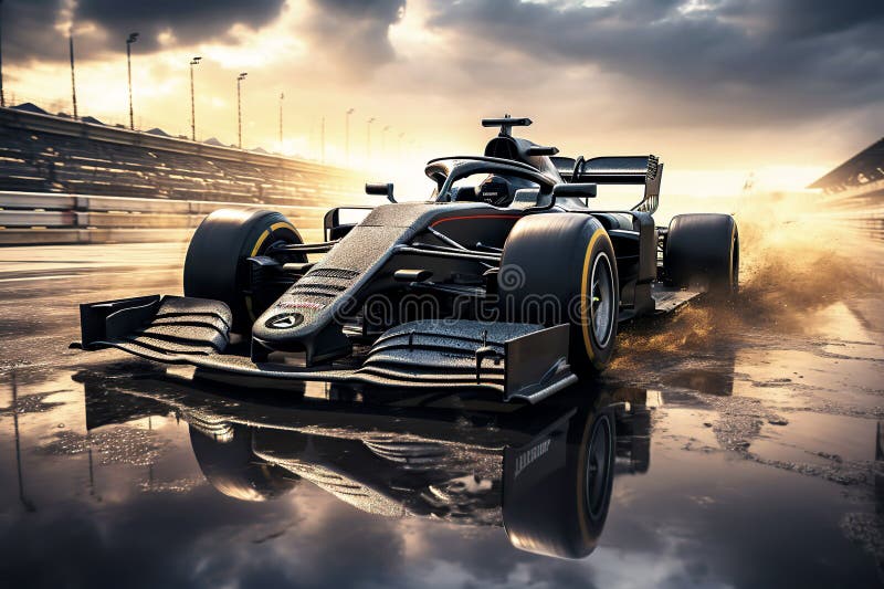 Black Racing Car is Moving Fast on Formula One Track Stock Photo ...