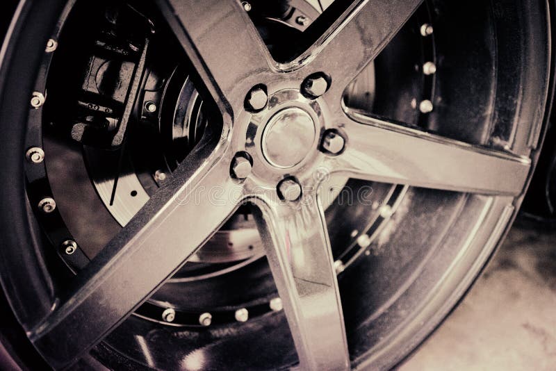 Black Racing Style Sports Car Wheels Stock Photo - Image of modern ...