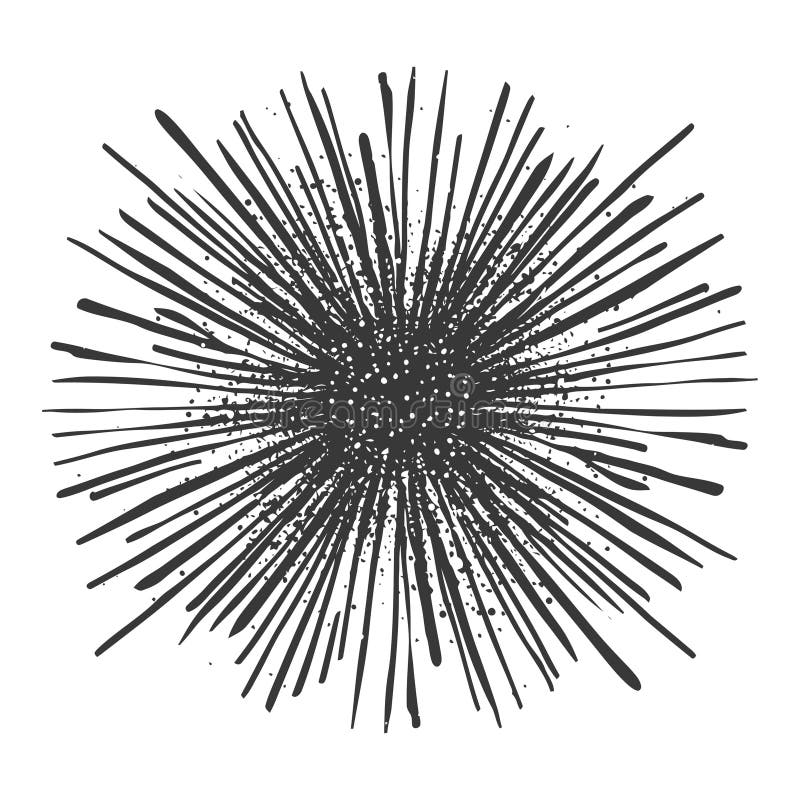 Abstract Black Ink Burst, Grunge Style Radial Design Stock Illustration ...