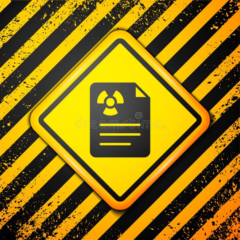 Black Radiation Warning Document Icon Isolated on Yellow Background ...