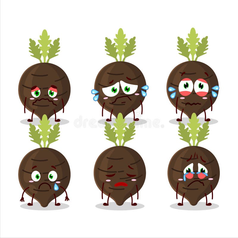 Black Radish Cartoon Character with Sad Expression Stock Vector ...
