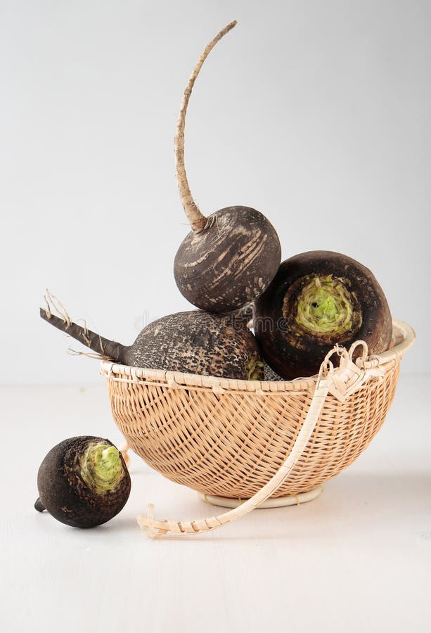 Black radishes in basket stock photo. Image of crop, radish - 35088724