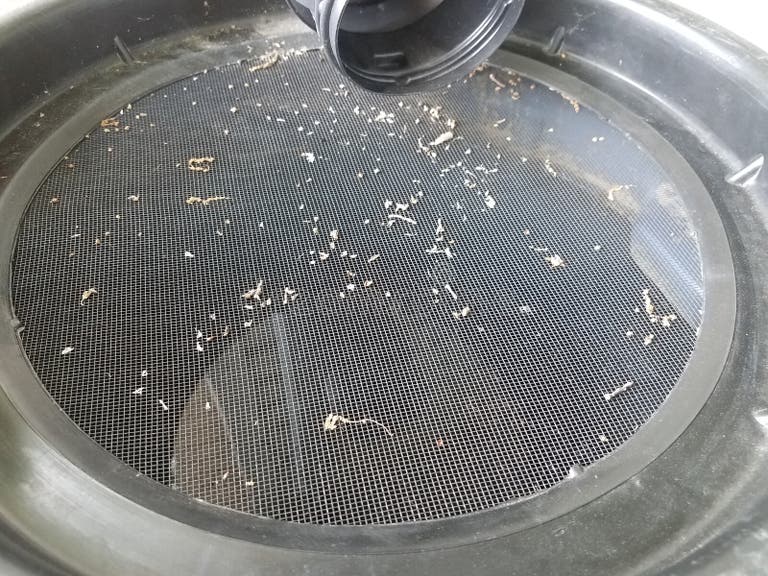 Black Rain Barrel Mesh Filter or Screen with Gutter Downspout Stock ...