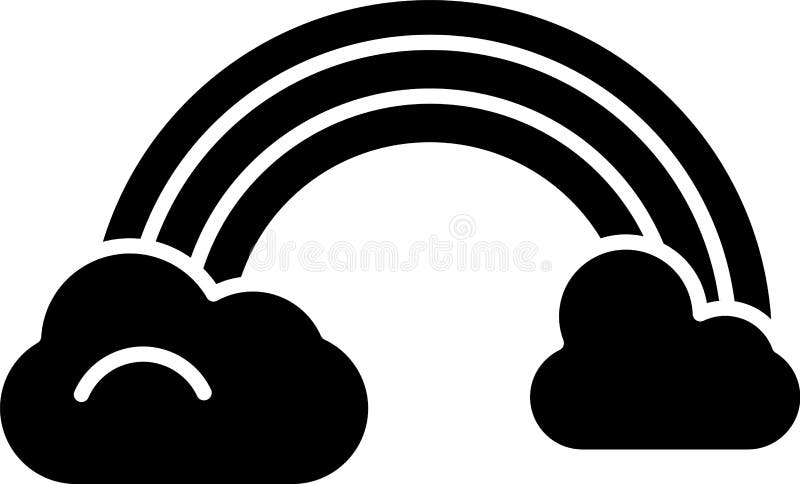 Black Rainbow with Clouds Icon Isolated on White Background. Vector ...