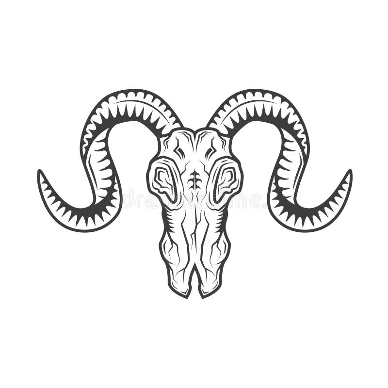 Black Ram Skull Element Vector Art Concept Design Stock Vector ...