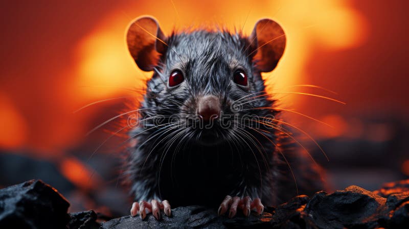 Black Rat with Red Eyes. Generative AI. Stock Illustration ...