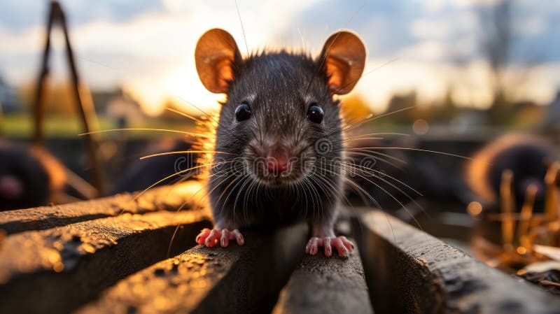 Black Rat with Red Eyes. Generative AI. Stock Illustration ...