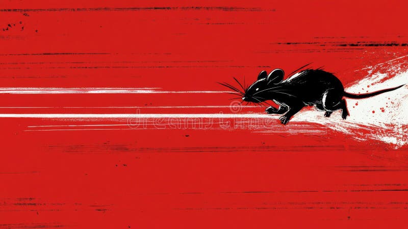 Black Rat Running through Red Abstract Design Background Stock Image ...
