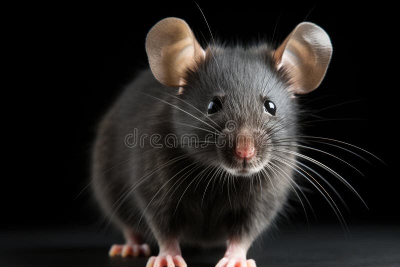 A Black Rat Standing on a Black Surface, Laboratory Animal, Testing ...