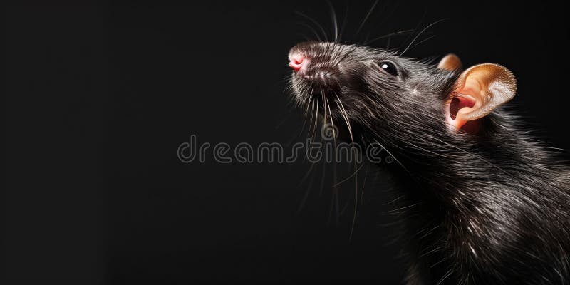 Black Rat with Whiskers Facing Up. Generative AI Stock Photo - Image of ...