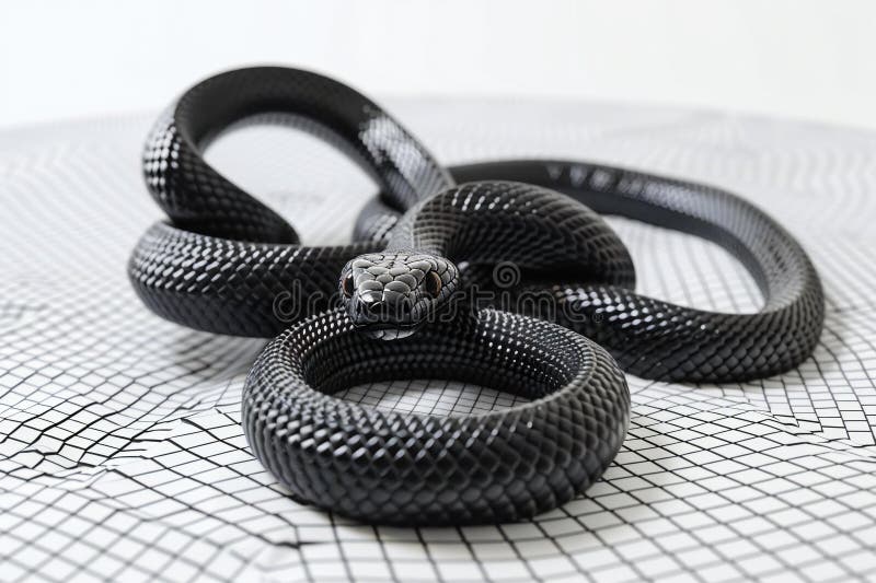 Black Ratsnake on White Background, Close-up View Stock Illustration ...