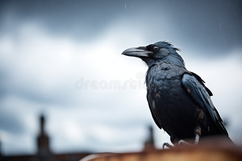 Black Raven Against a Backdrop of Storm Clouds Stock Image - Image of ...